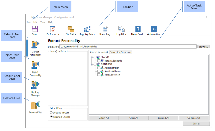 User Interface Overview - Migration Manager User's Guide